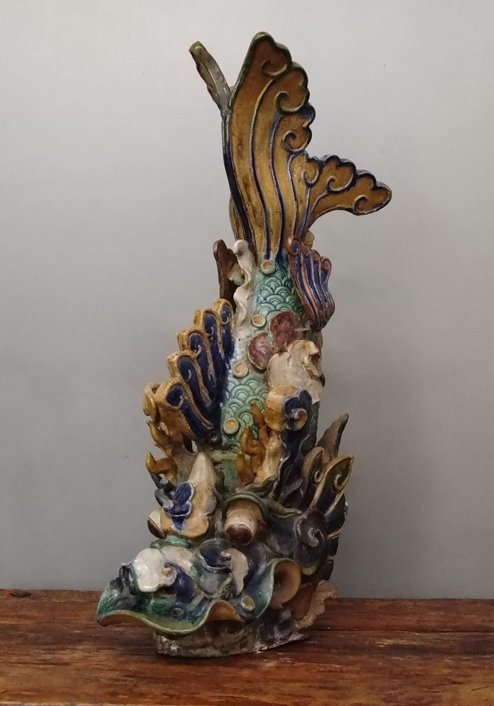 Pair of Foo Fish used as architectural roof decorations in Southeast A ...